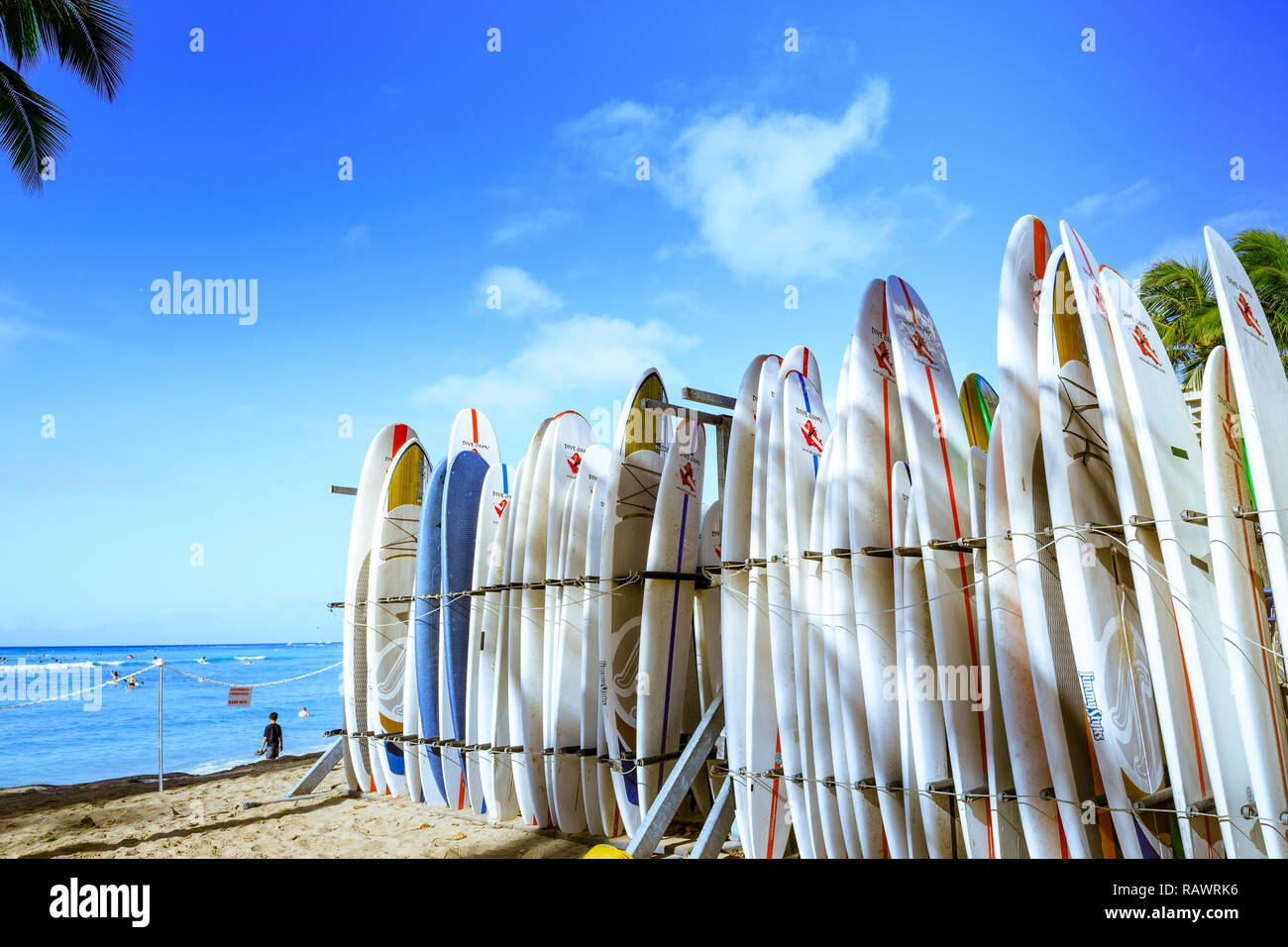 Surfboards waikiki hawaii tropical hi-res stock photography and images ...