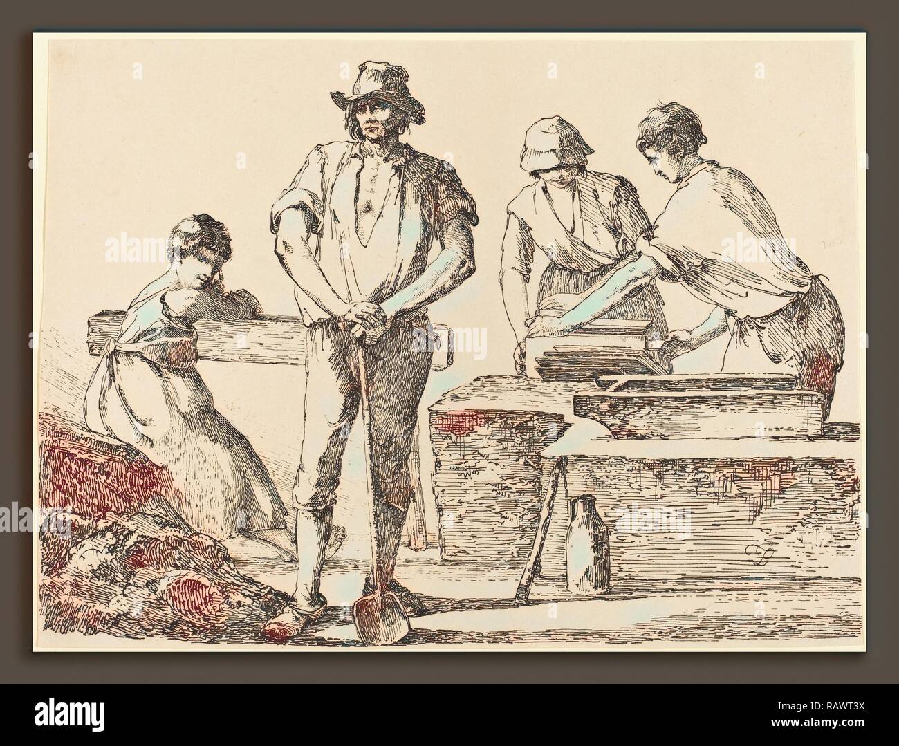 Thomas Barker (British, 1769 - 1847), Tilemakers, 1803, pen-and-tusche ...