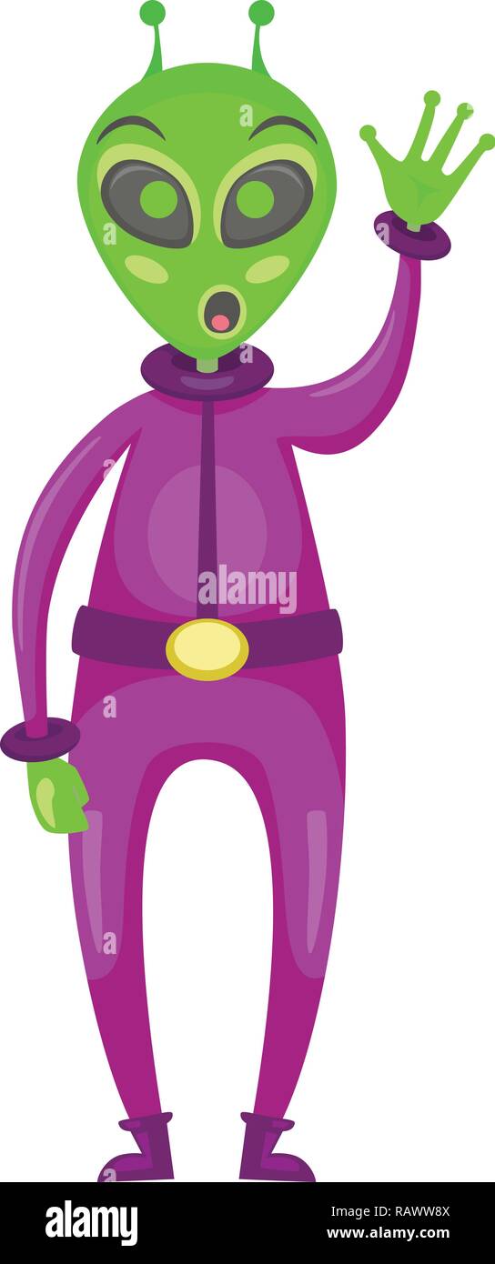 Alien raising hand. Aliens waving vector illustration Stock Vector ...