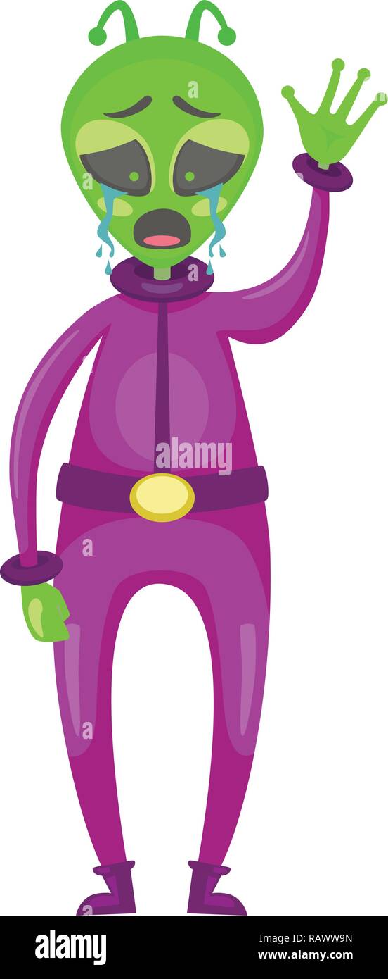 Alien raising hand. Aliens waving vector illustration Stock Vector ...
