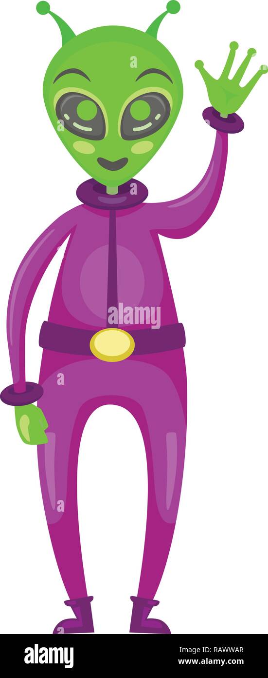 Alien raising hand. Aliens waving vector illustration Stock Vector ...