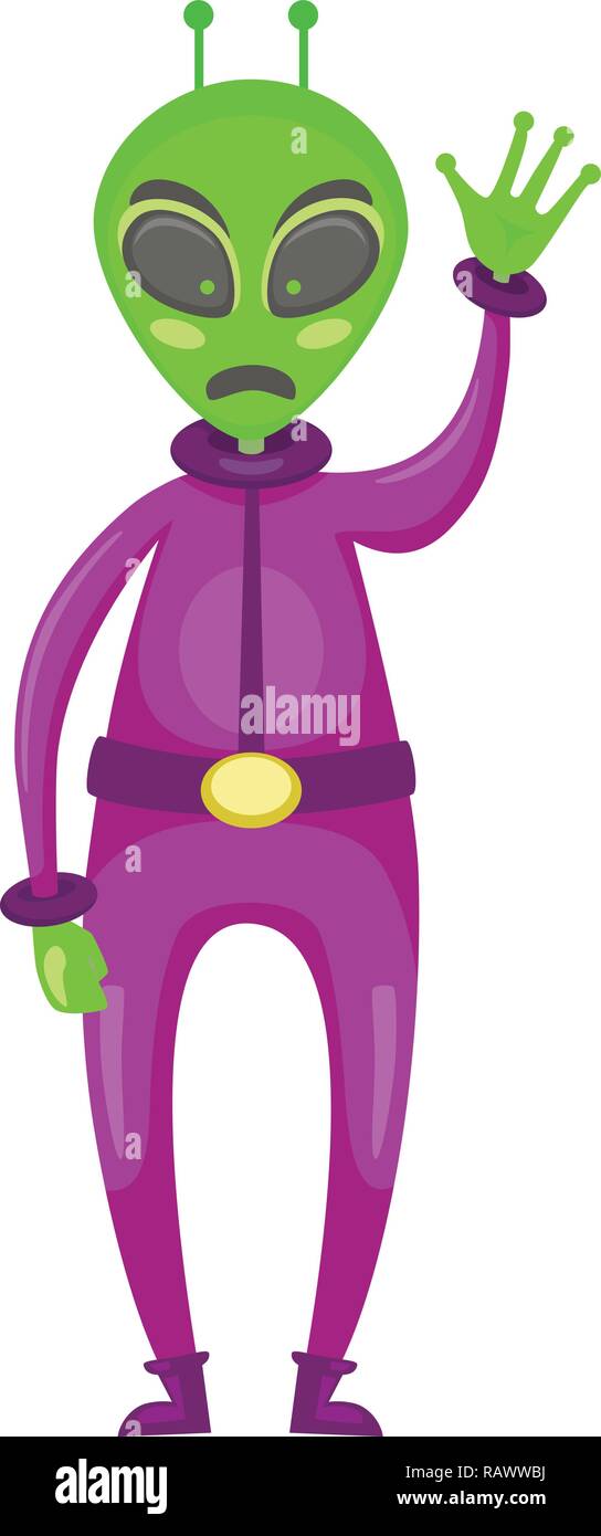 Alien raising hand. Aliens waving vector illustration Stock Vector ...