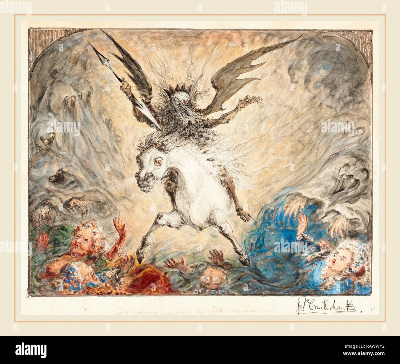 George Cruikshank, British (1792-1878), 'Crinolina'-and the ...