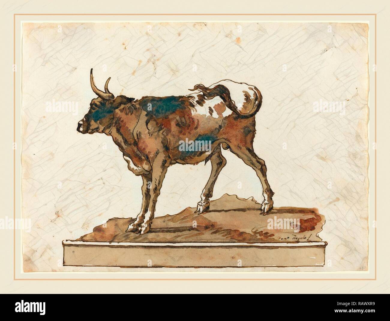 Giovanni Domenico Tiepolo, Italian (1727-1804), A Bull on a Ledge ...
