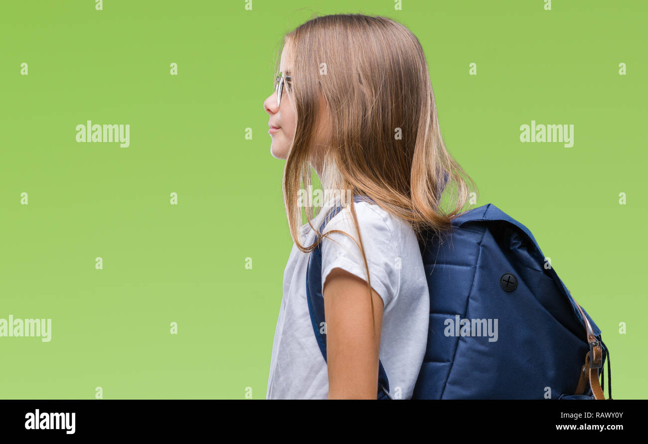 Young beautiful smart student girl wearing backpack over isolated ...