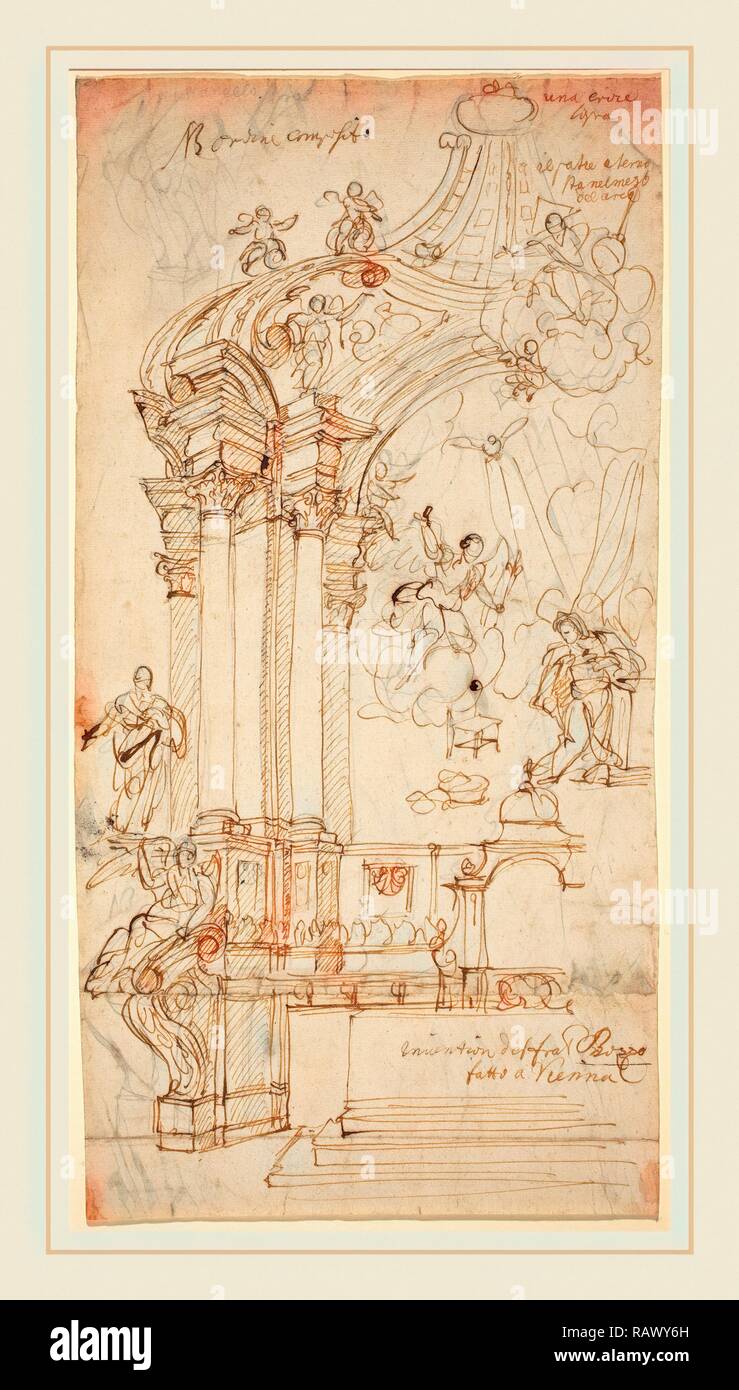 Andrea Pozzo, Italian (1642-1709), A Baldacchino, pen and brown ink ...