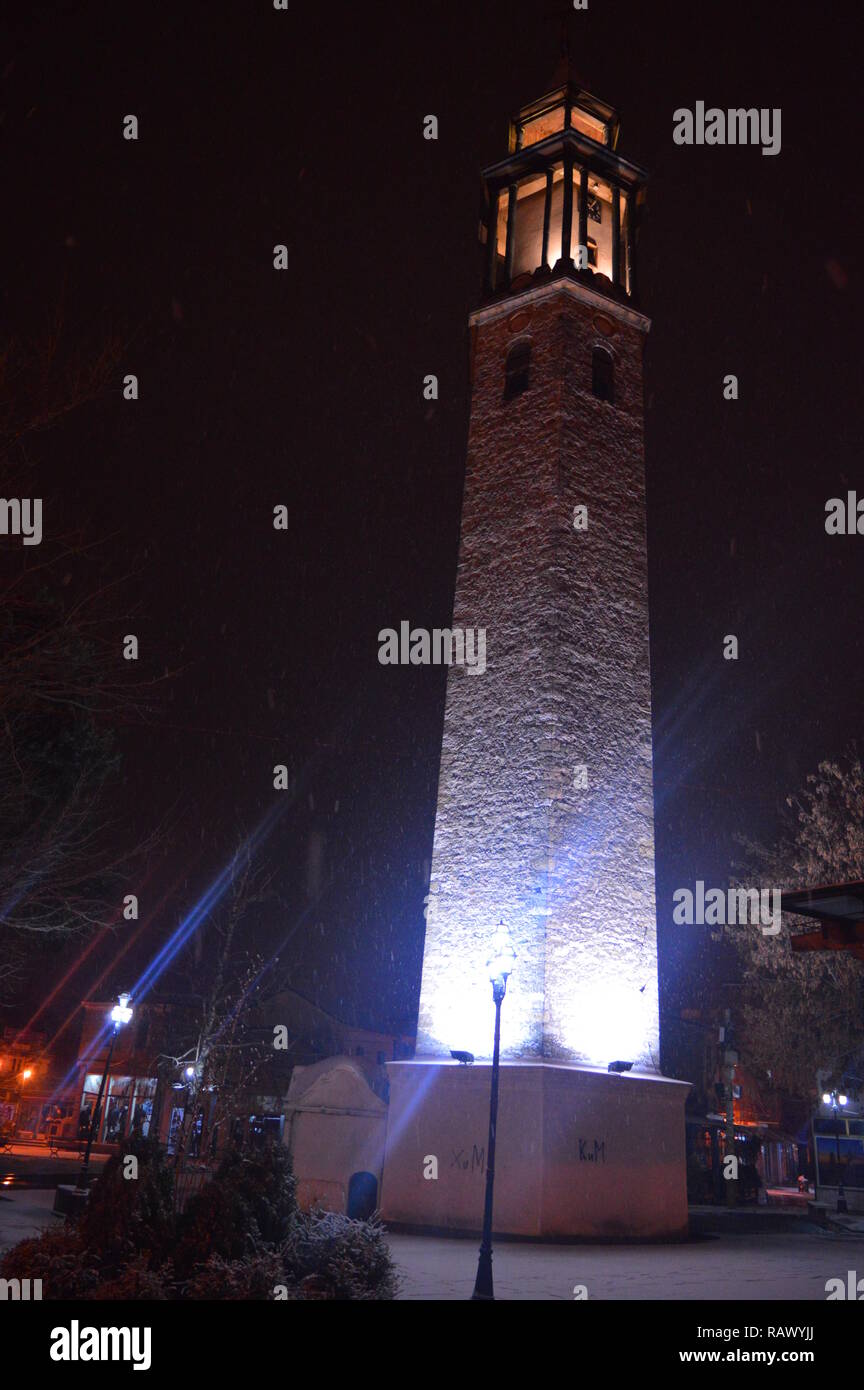 Old city clock tower in a winter setting Stock Photo - Alamy