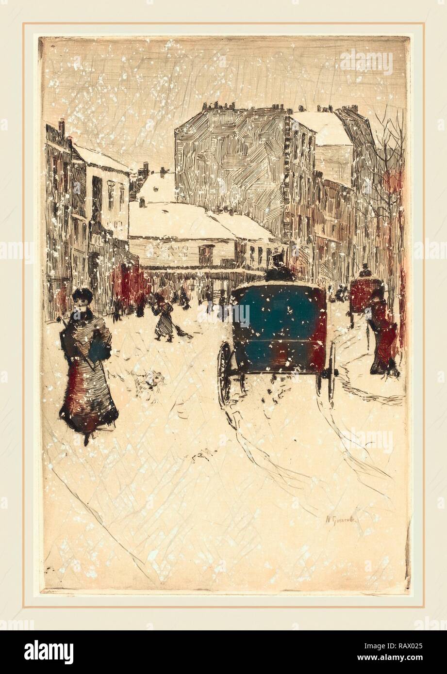 Norbert Goeneutte, French (1854-1894), Boulevard Clichy in the Snow (Le ...