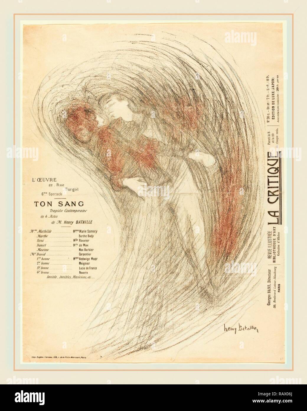 Henri Bataille, French (1872-1922), Ton Sang, c. 1895, lithograph in ...