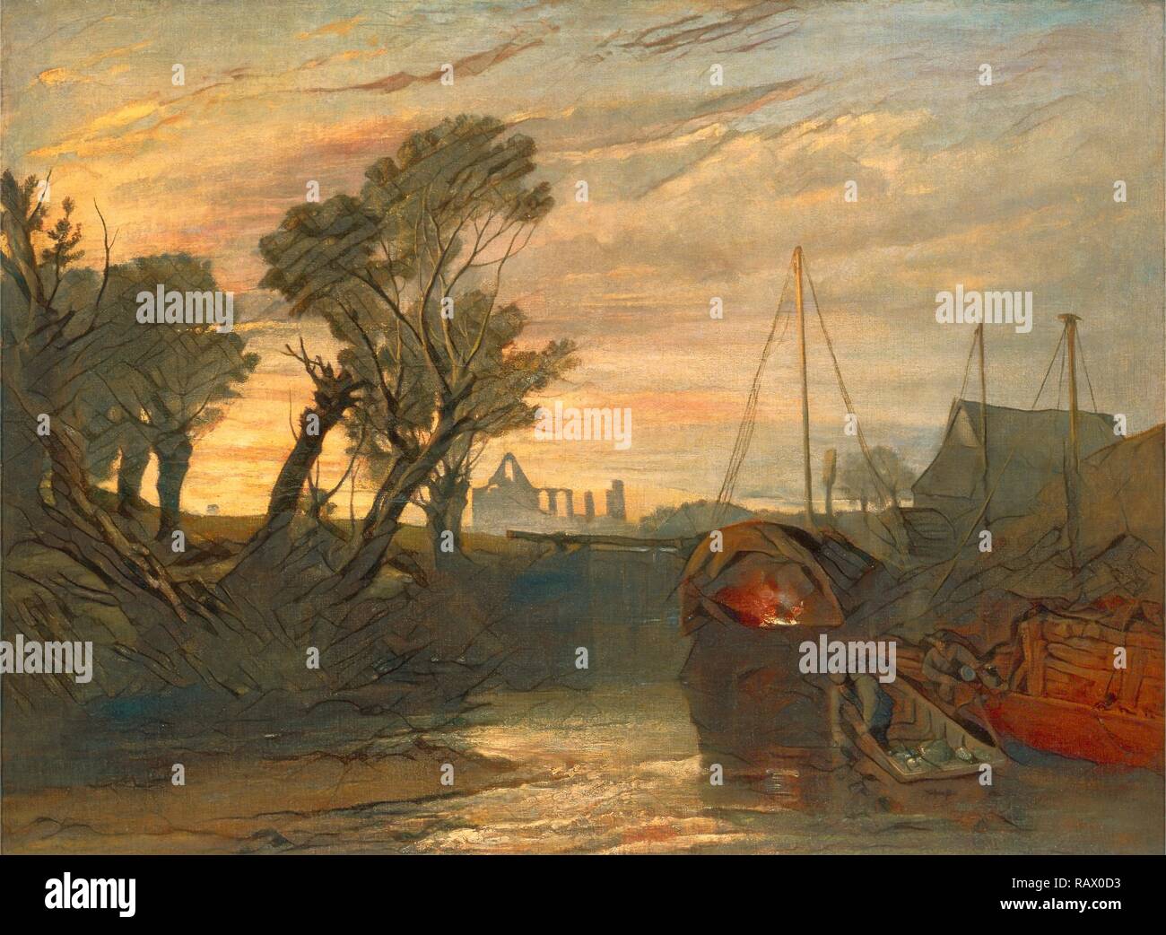 Newark Abbey Thames Lighter at Teddington Canal Scene with Barges The ...