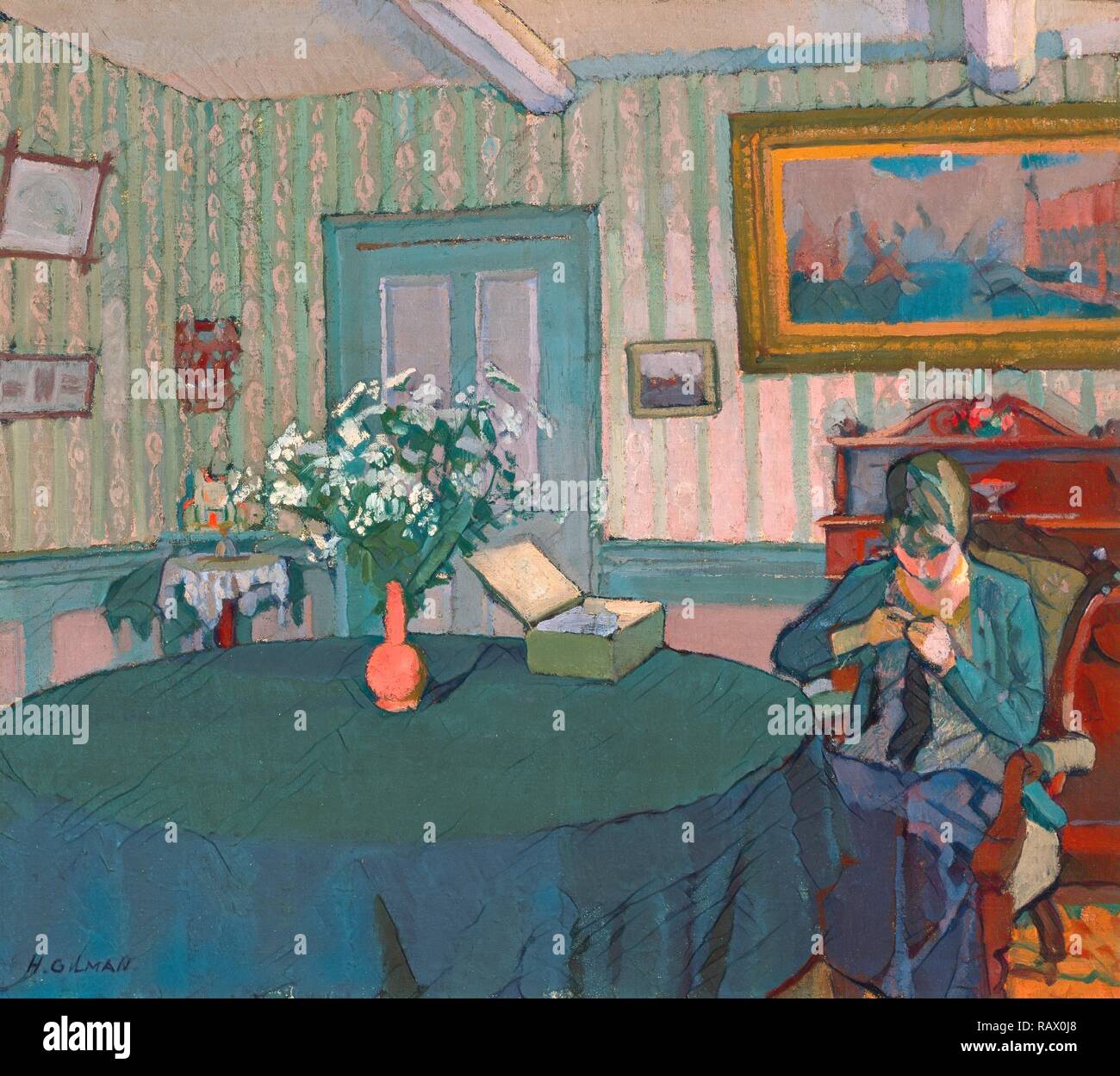 Sylvia Darning Signed in lower left: 'H. Gilman', Harold Gilman, 1876 ...