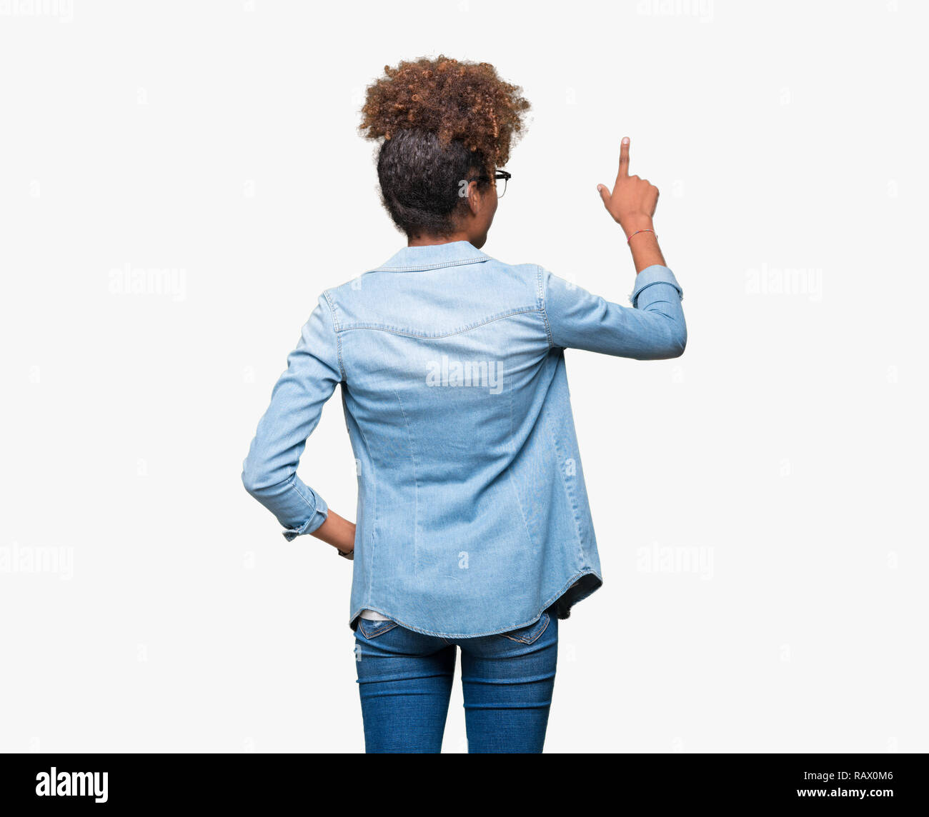 Beautiful young african american woman wearing glasses over isolated ...