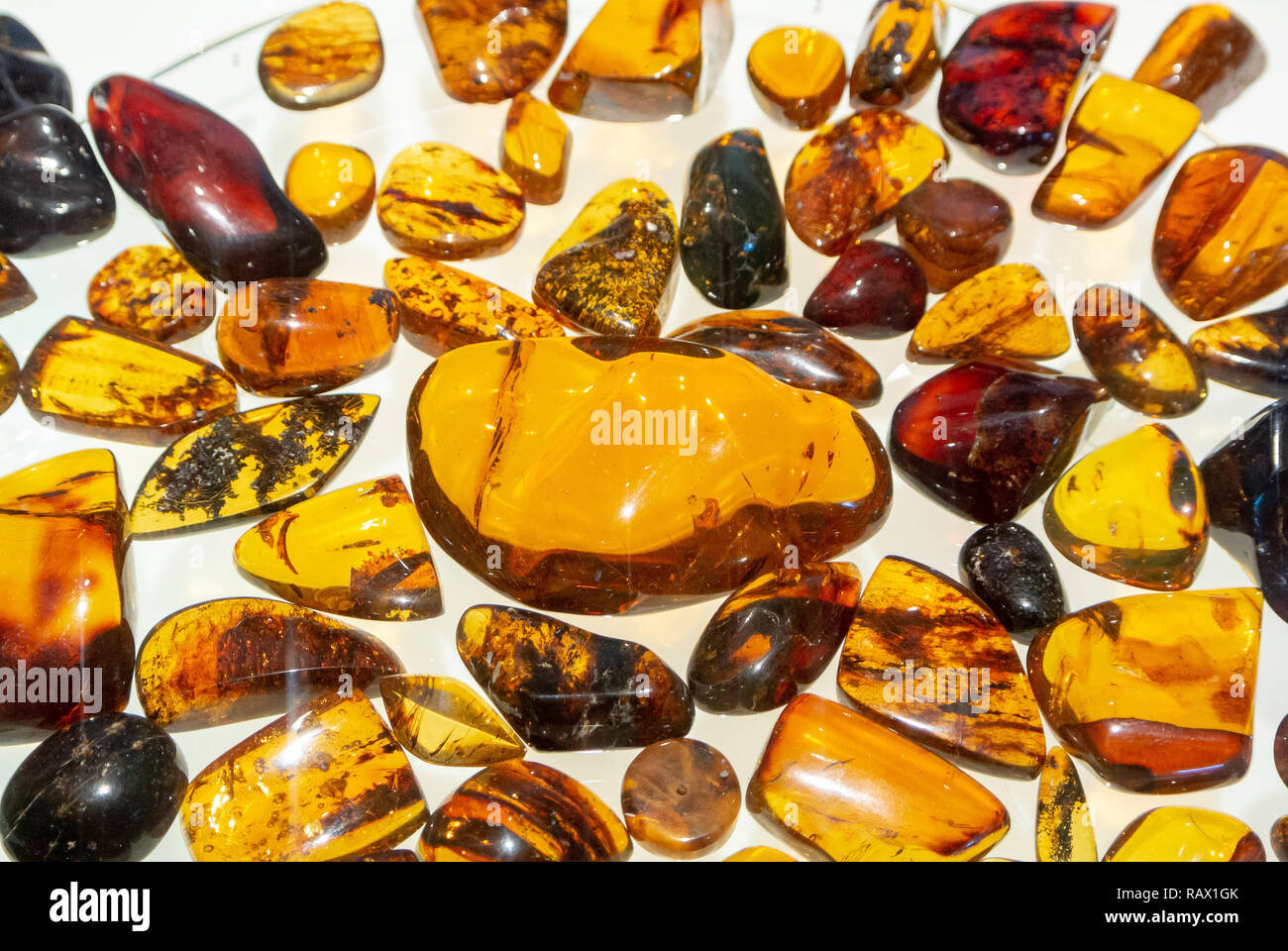 Amber in variety of colors and sizes at Amber museum, San Cristobal de ...