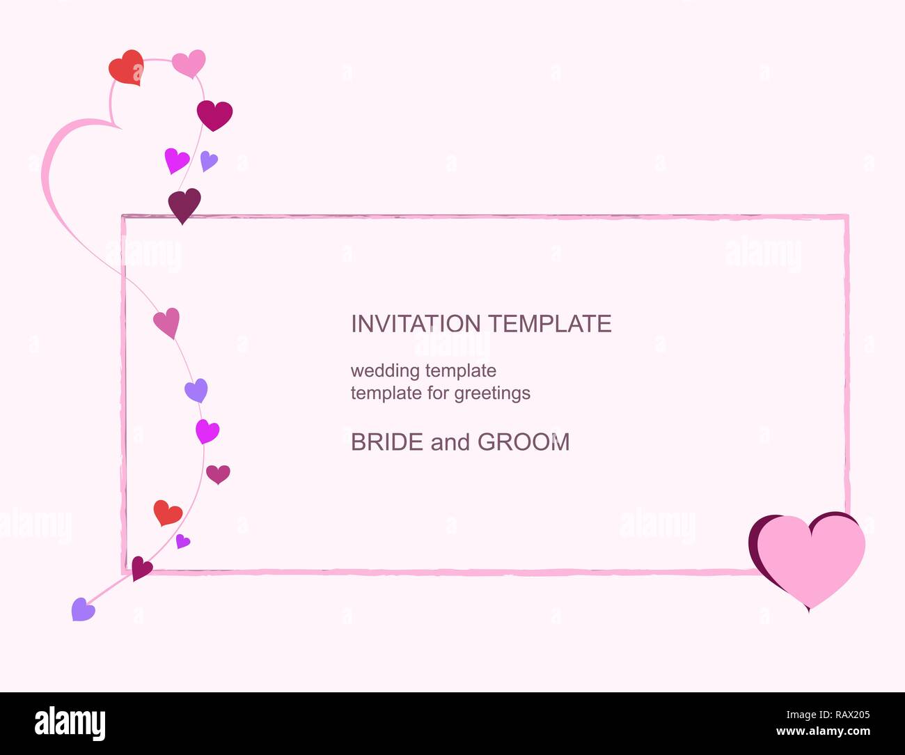 Template invitations multicolored hearts on a purple background ...