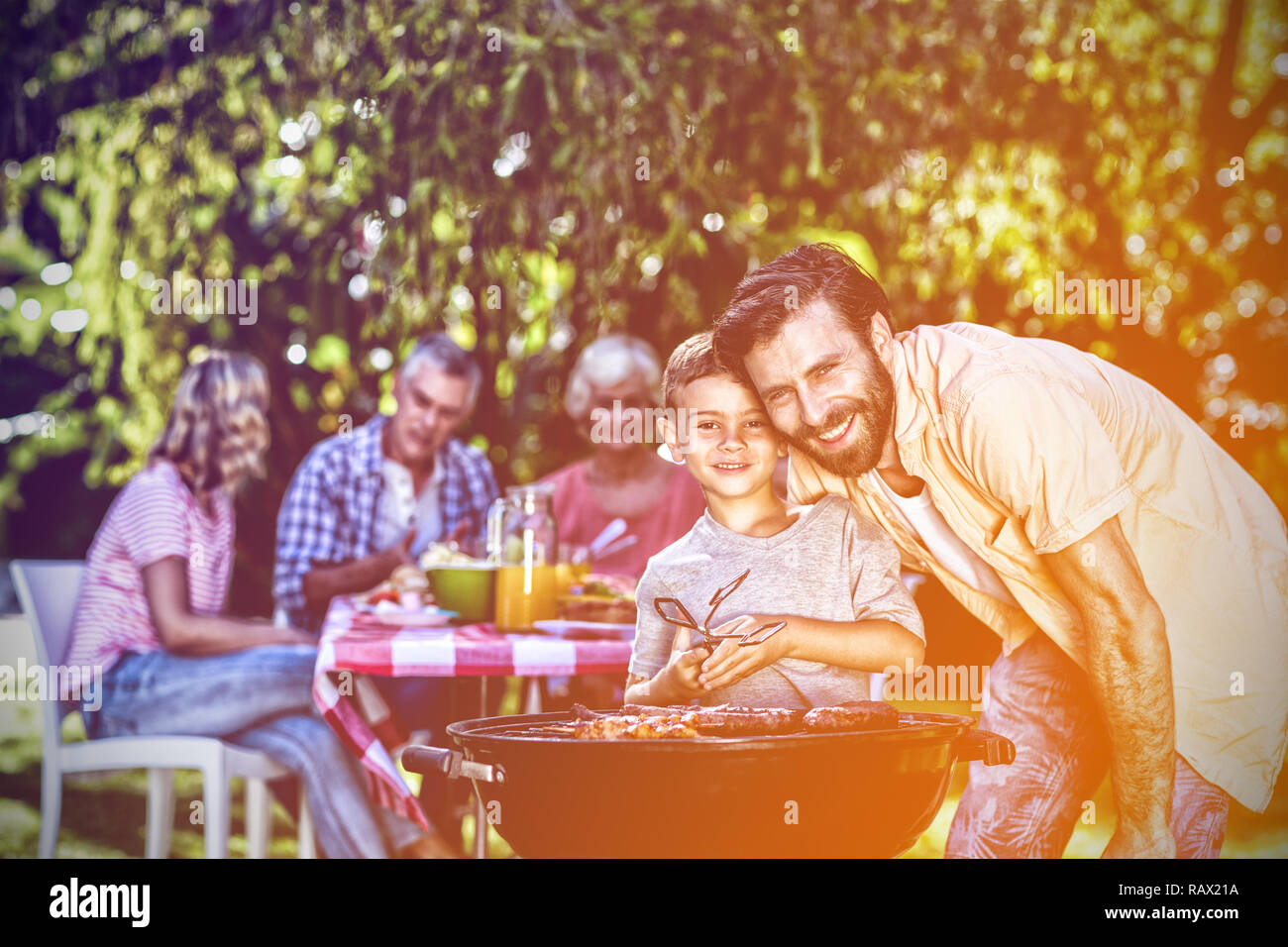 Father son and grandfather relaxing together hi-res stock photography ...