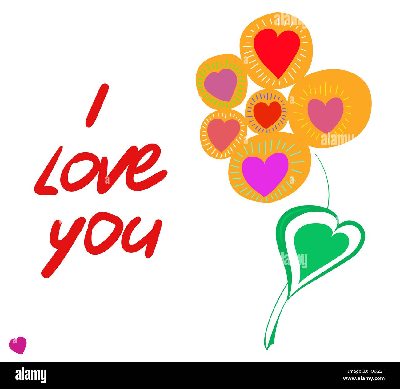 Postcard flower and the text I love you. White background. Vector Stock ...