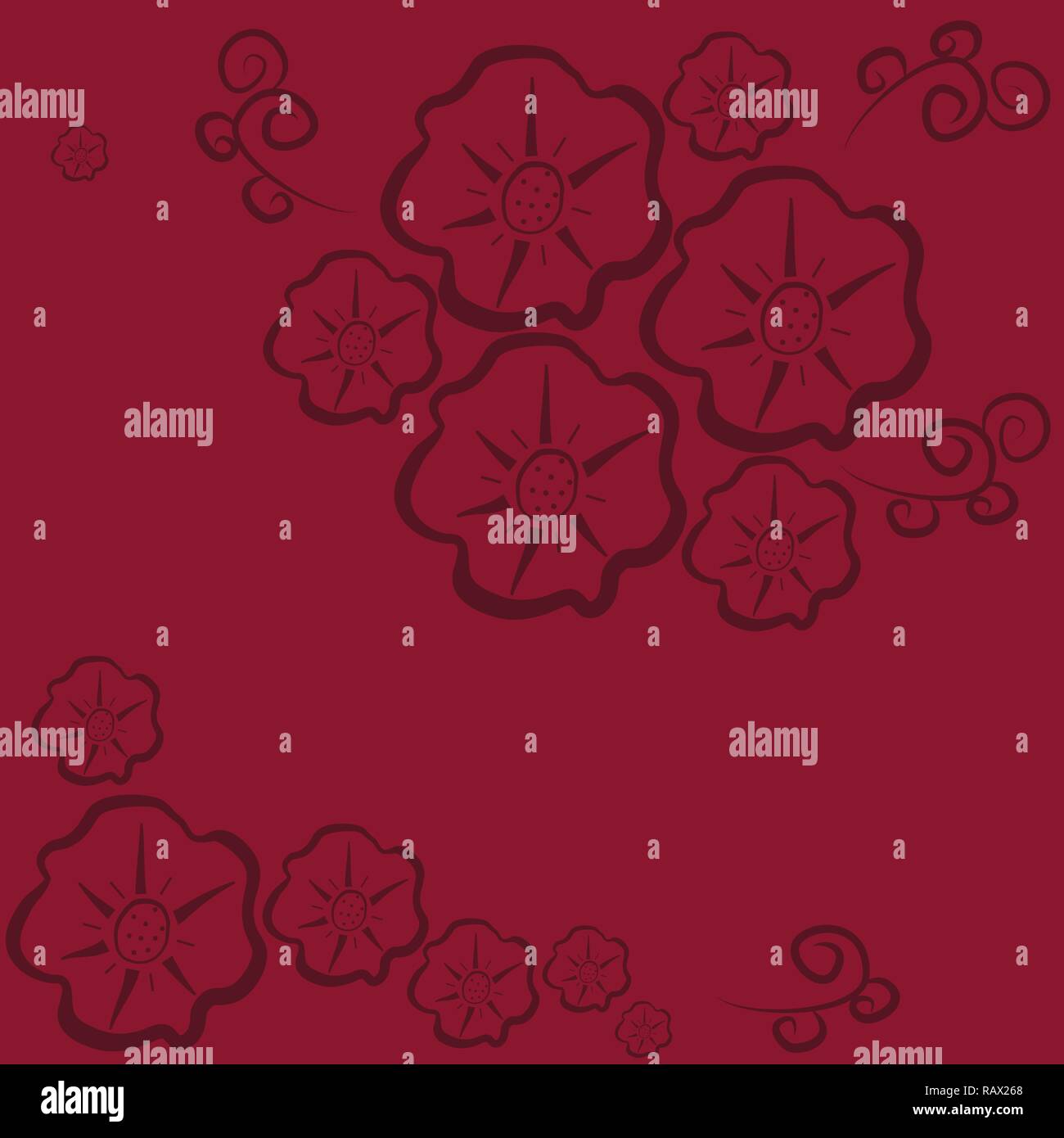 Floral pattern seamless. Burgundy flowers on a dark red background ...