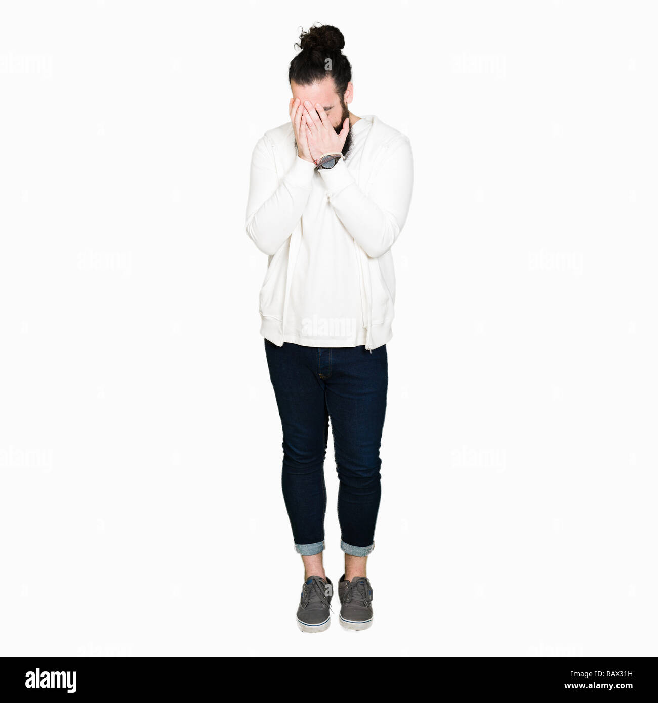 Sad young adult hispanic Cut Out Stock Images & Pictures - Alamy