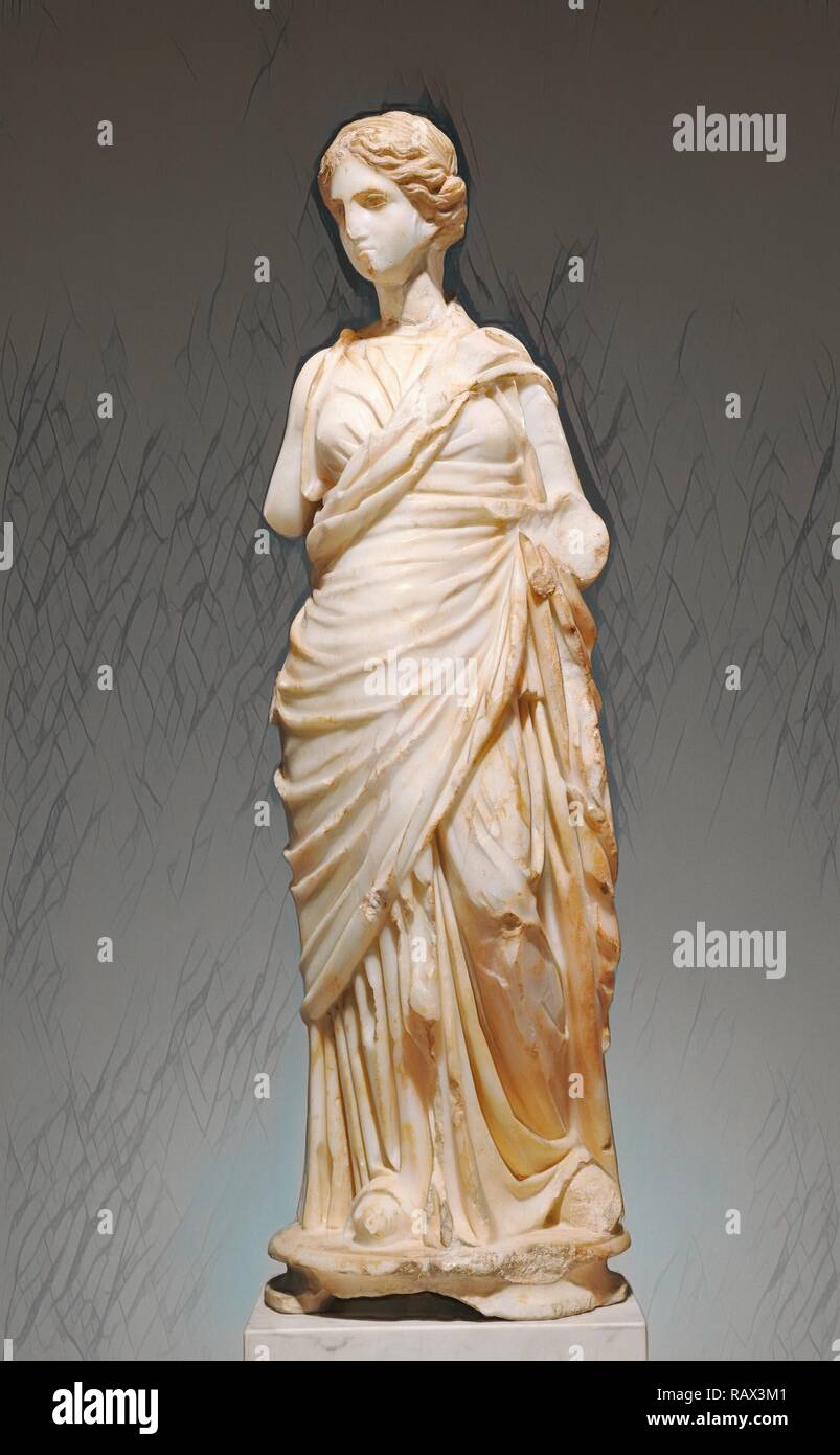 Statue of a Muse, Unknown, about 200, Marble with polychromy, Object: H ...