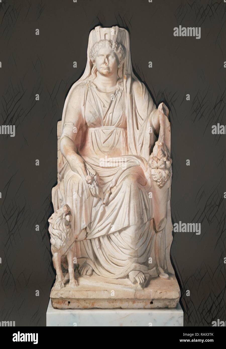 Statue of a Seated Cybele with the Portrait Head of her Priestess ...