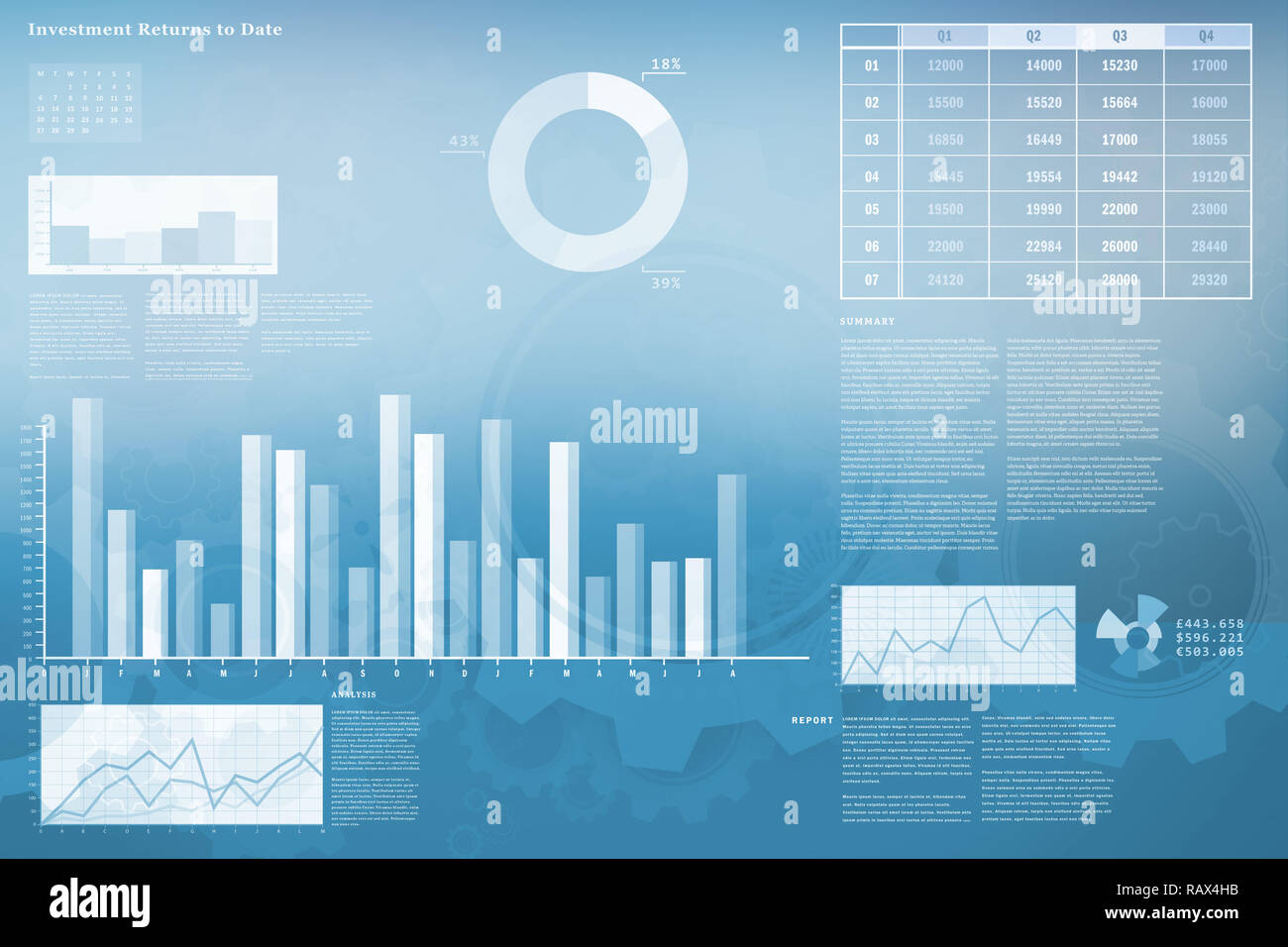 Business interface with graphs and data Stock Photo - Alamy