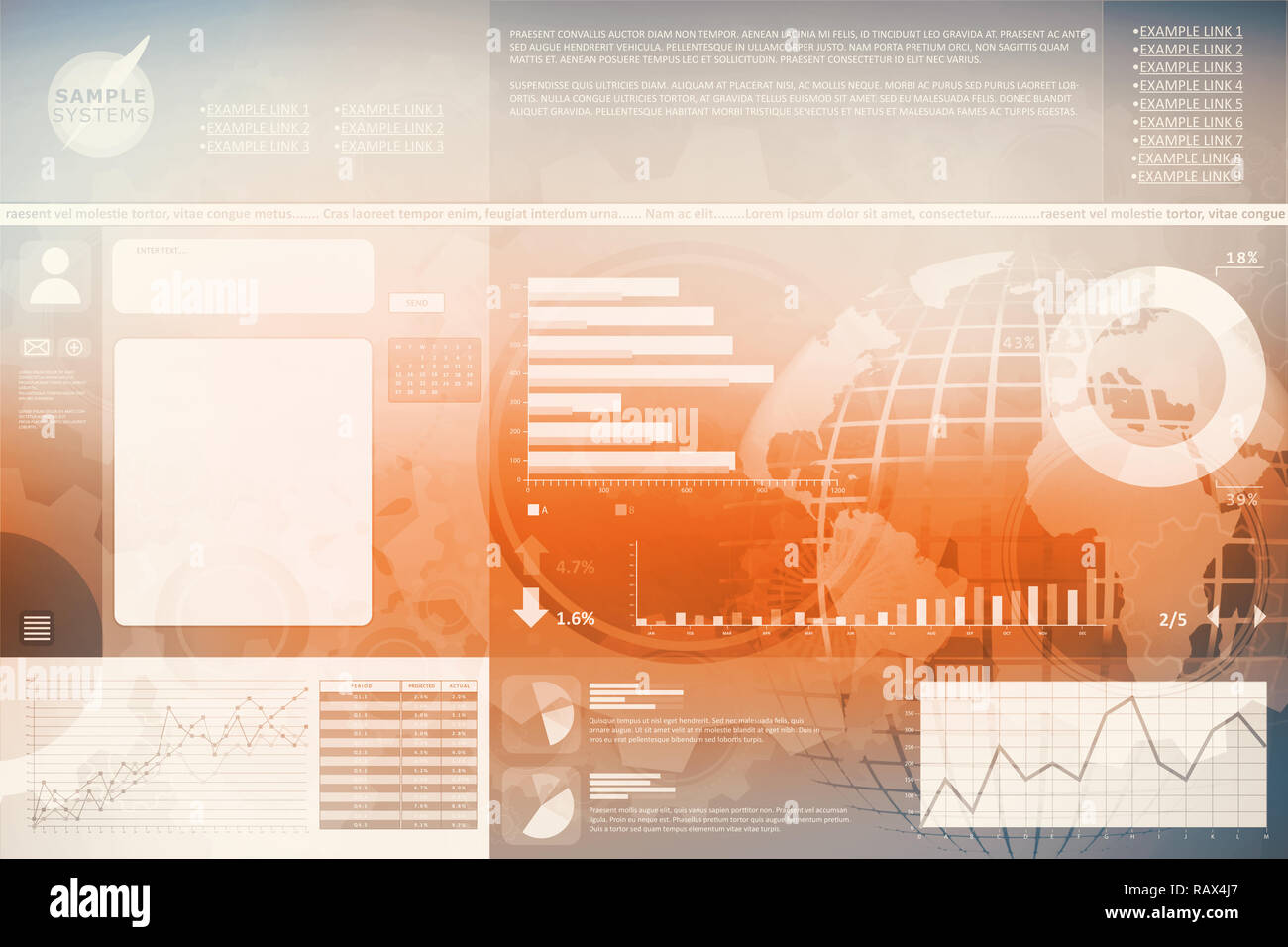 Business interface with graphs and data Stock Photo - Alamy