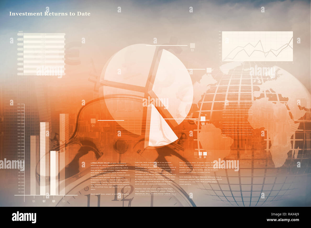 Business interface with graphs and data Stock Photo - Alamy