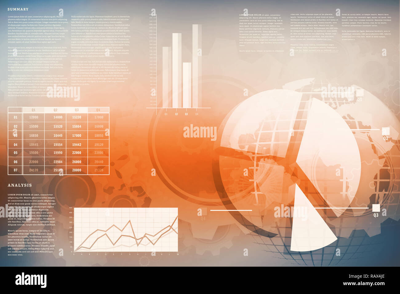 Business interface with graphs and data Stock Photo - Alamy