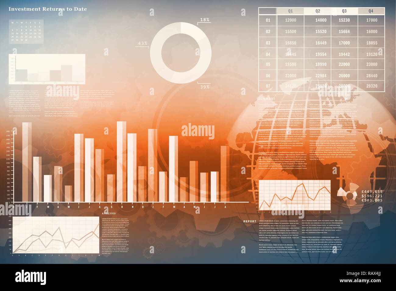 Business interface with graphs and data Stock Photo - Alamy