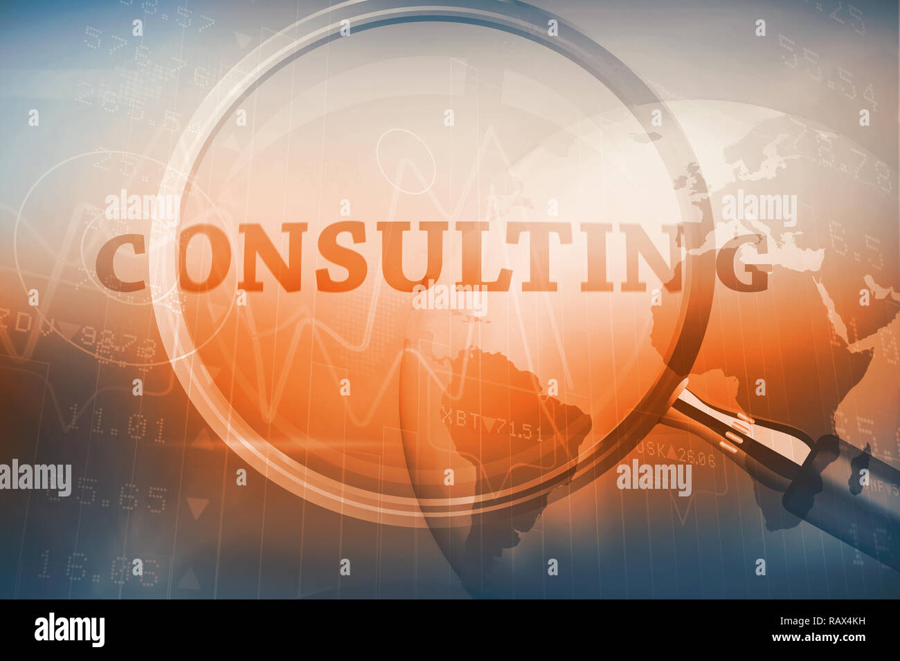 Magnifying glass showing consulting word Stock Photo - Alamy
