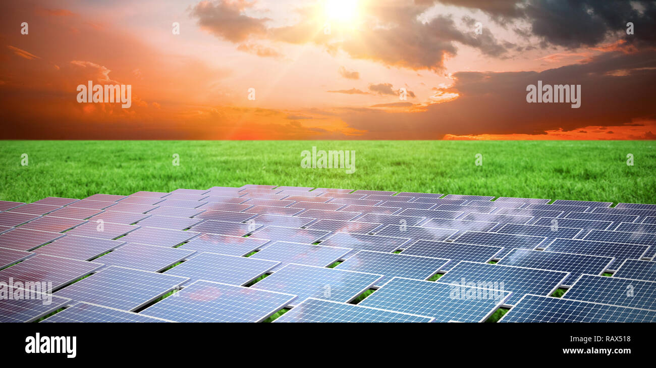 Composite image of blue solar panels Stock Photo - Alamy