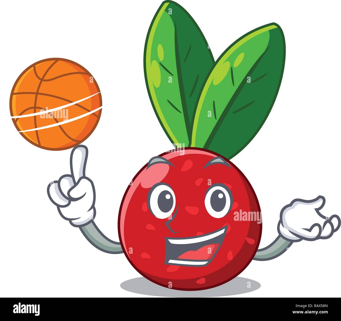 With basketball yangmei fruit in a cartoon basket Stock Vector Image ...