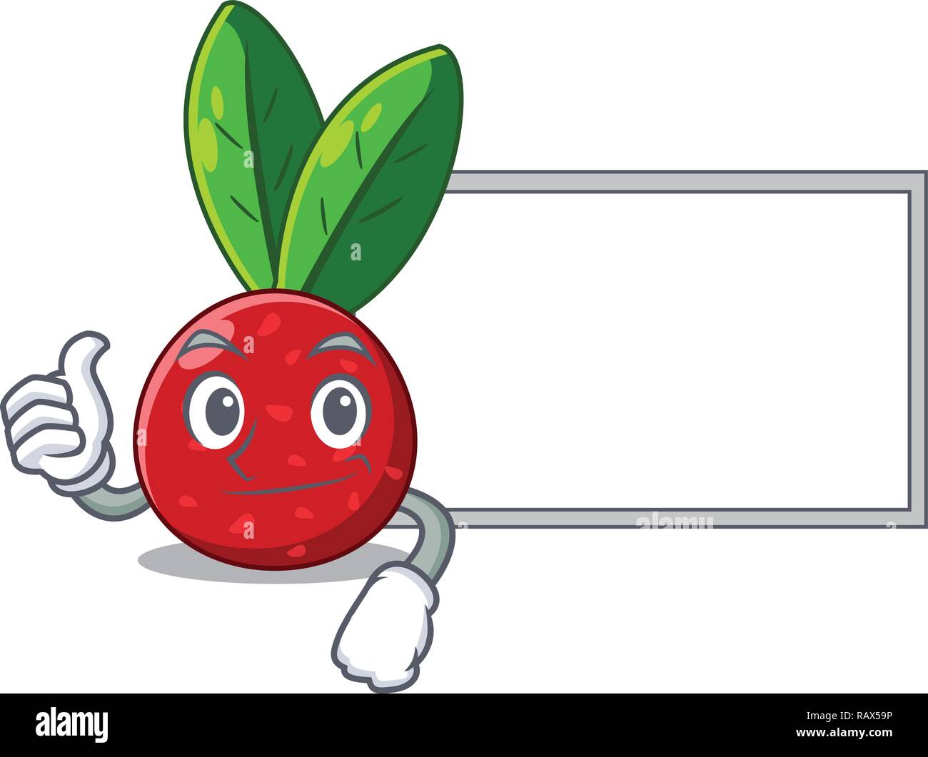 Thumbs up with board yangmei fruit in a cartoon basket Stock Vector ...