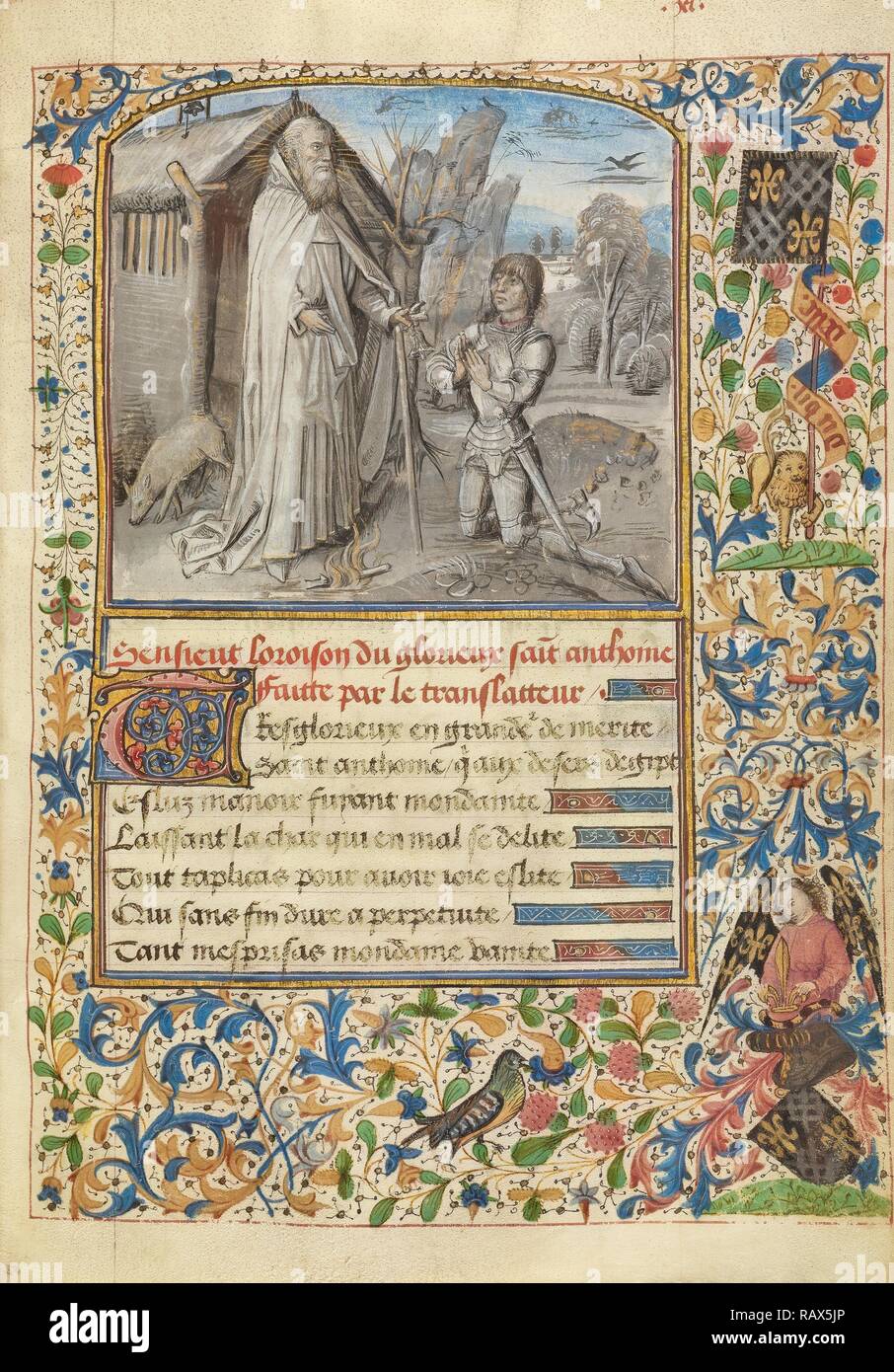 A Young Knight in Armor Kneeling in Prayer before Saint Anthony, Dreux ...