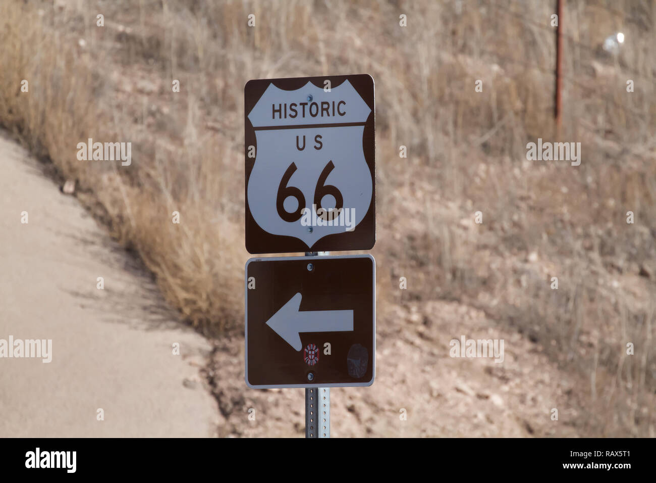 Historic Route 66 Brown Road Sign, Nevada,USA Stock Photo - Alamy