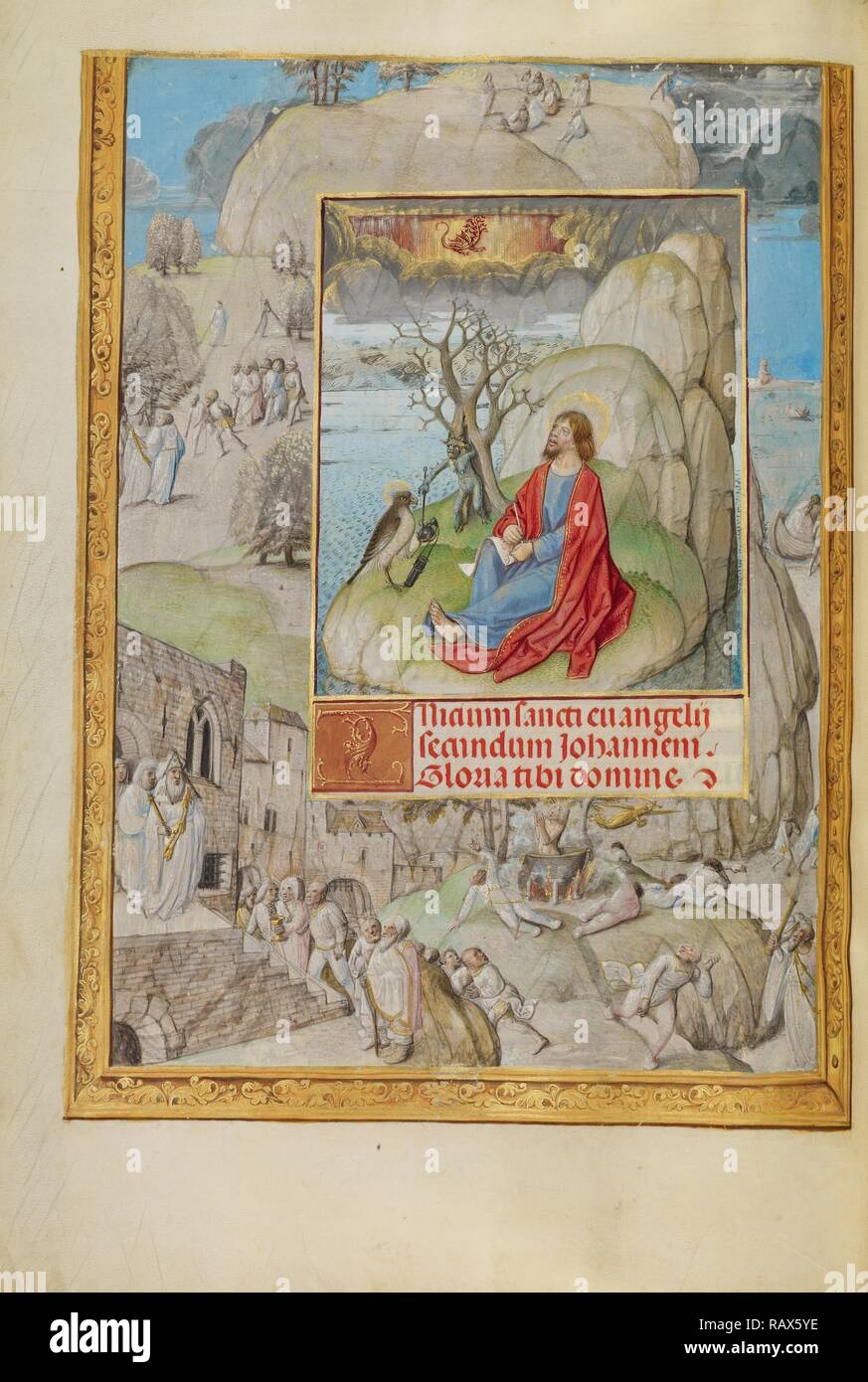 Saint John on Patmos, Master of the Lübeck Bible, Bruges, Belgium ...