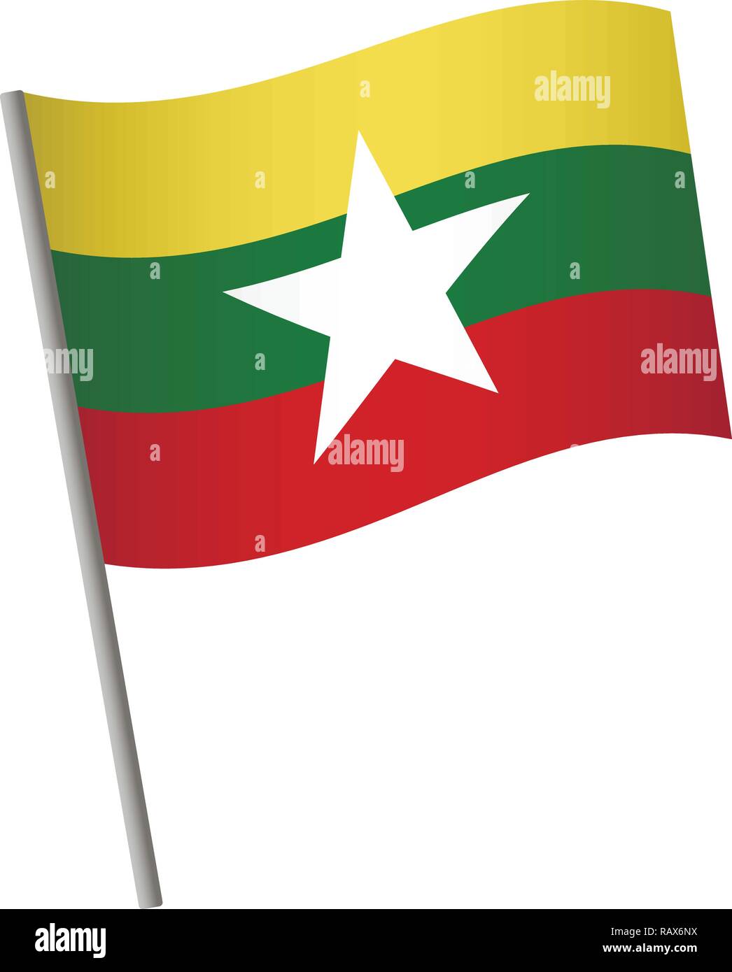 Burma flag icon. National flag of Burma on a pole vector illustration ...
