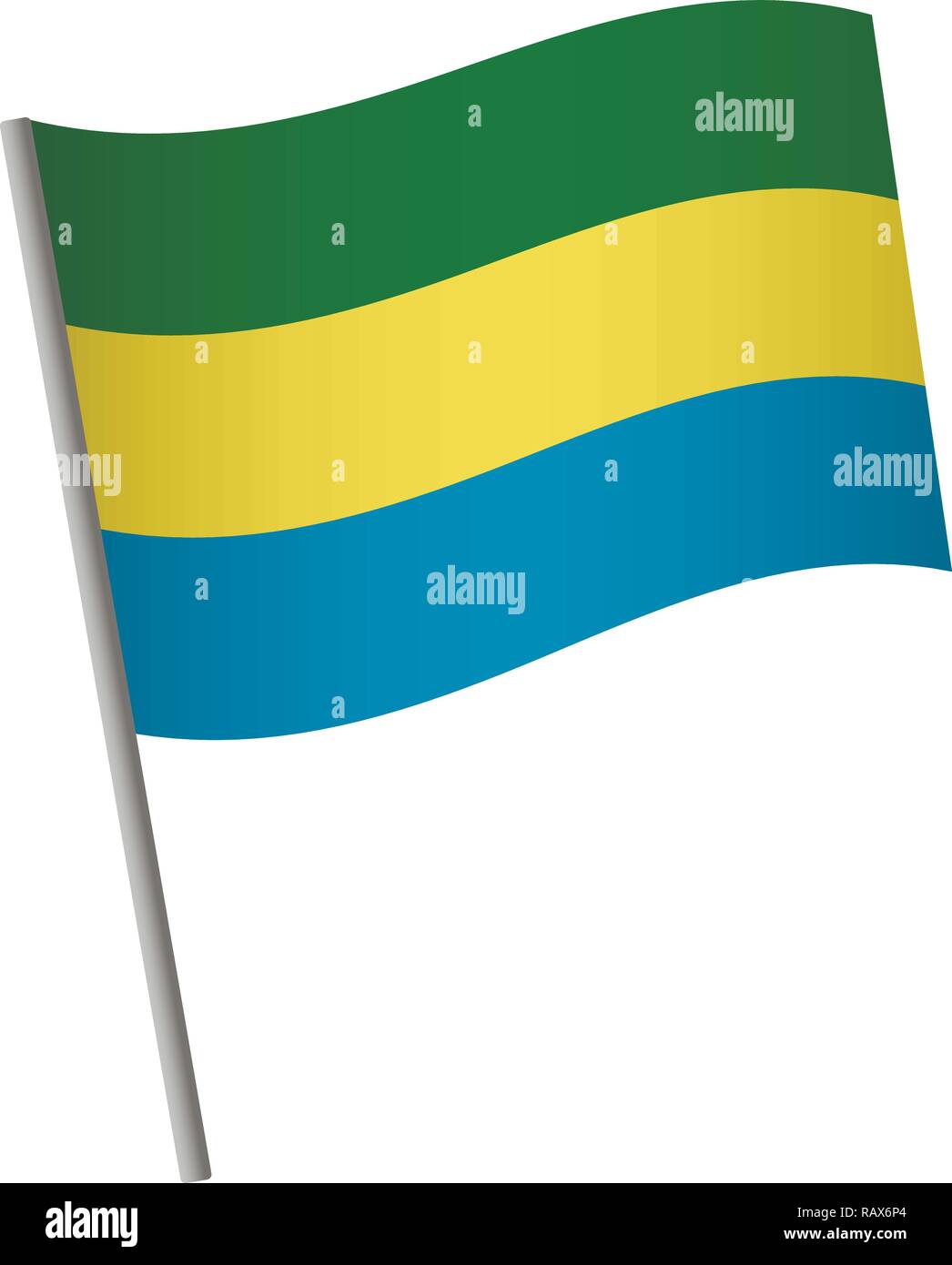 Gabon flag icon. National flag of Gabon on a pole vector illustration ...