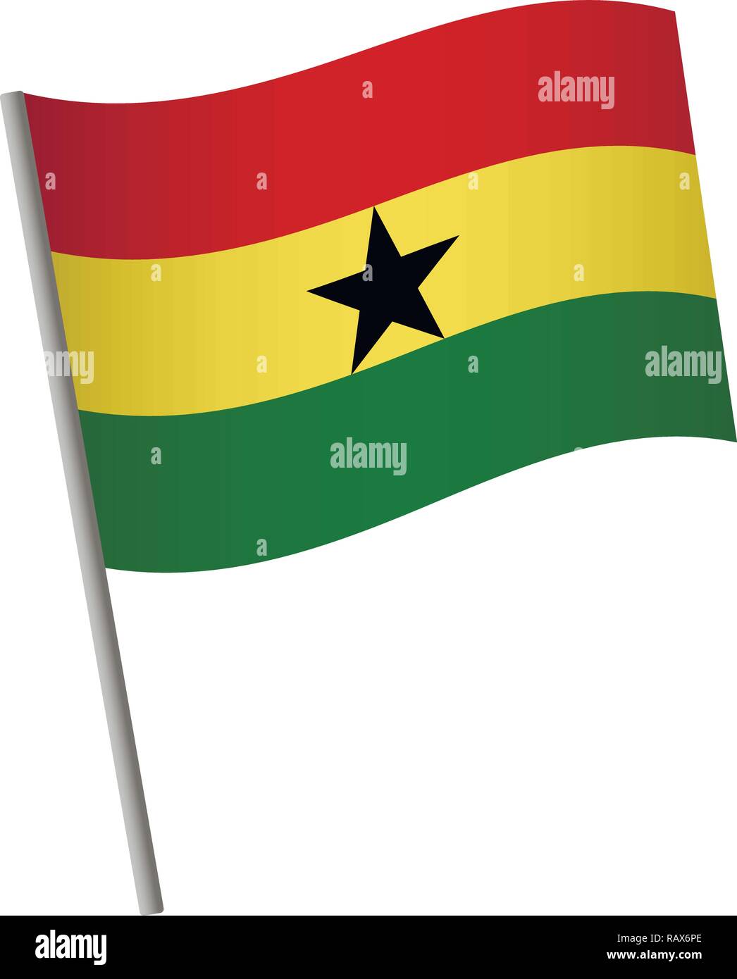 Ghana flag icon. National flag of Ghana on a pole vector illustration ...