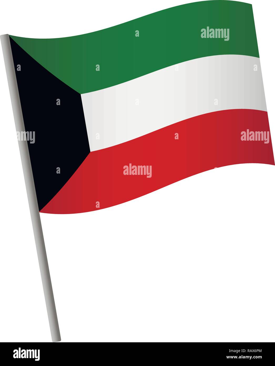 Kuwait flag icon. National flag of Kuwait on a pole vector illustration ...