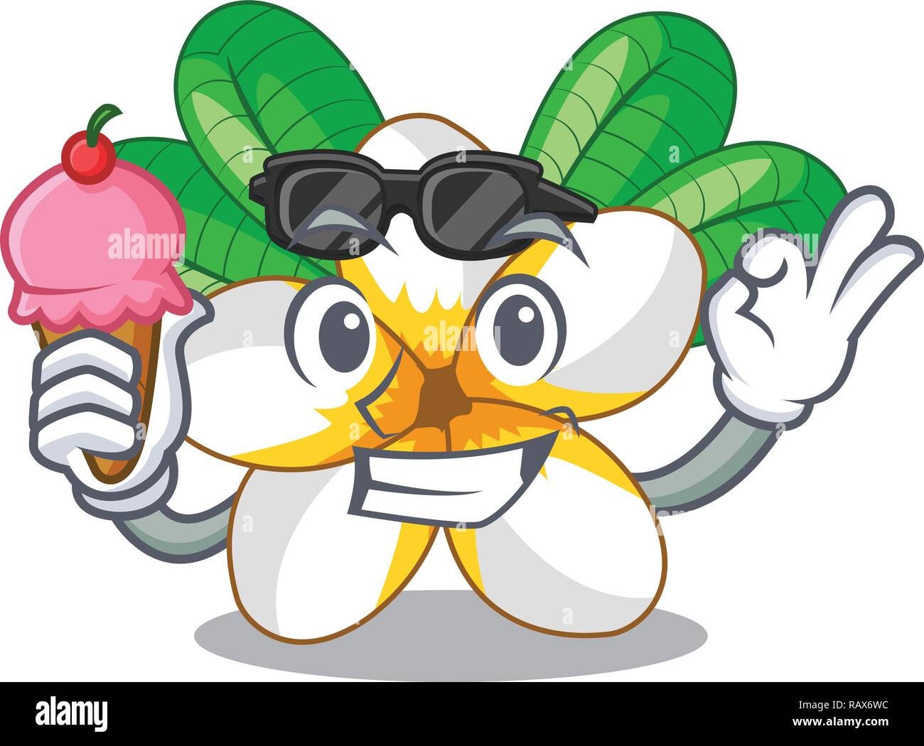 With ice cream frangipani flowers in the chracter pot Stock Vector ...