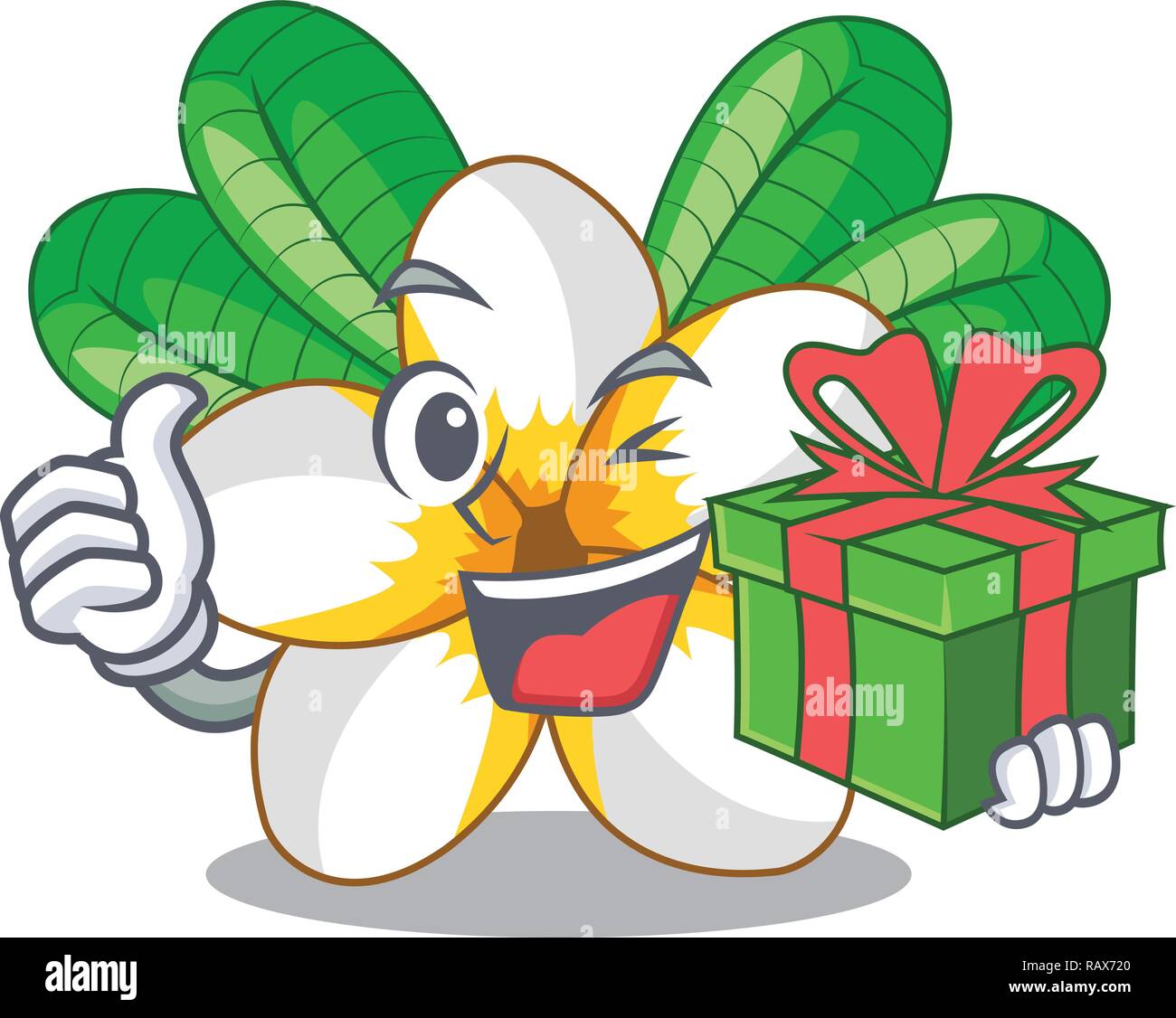 With gift frangipani flower in the cartoon tree Stock Vector Image ...