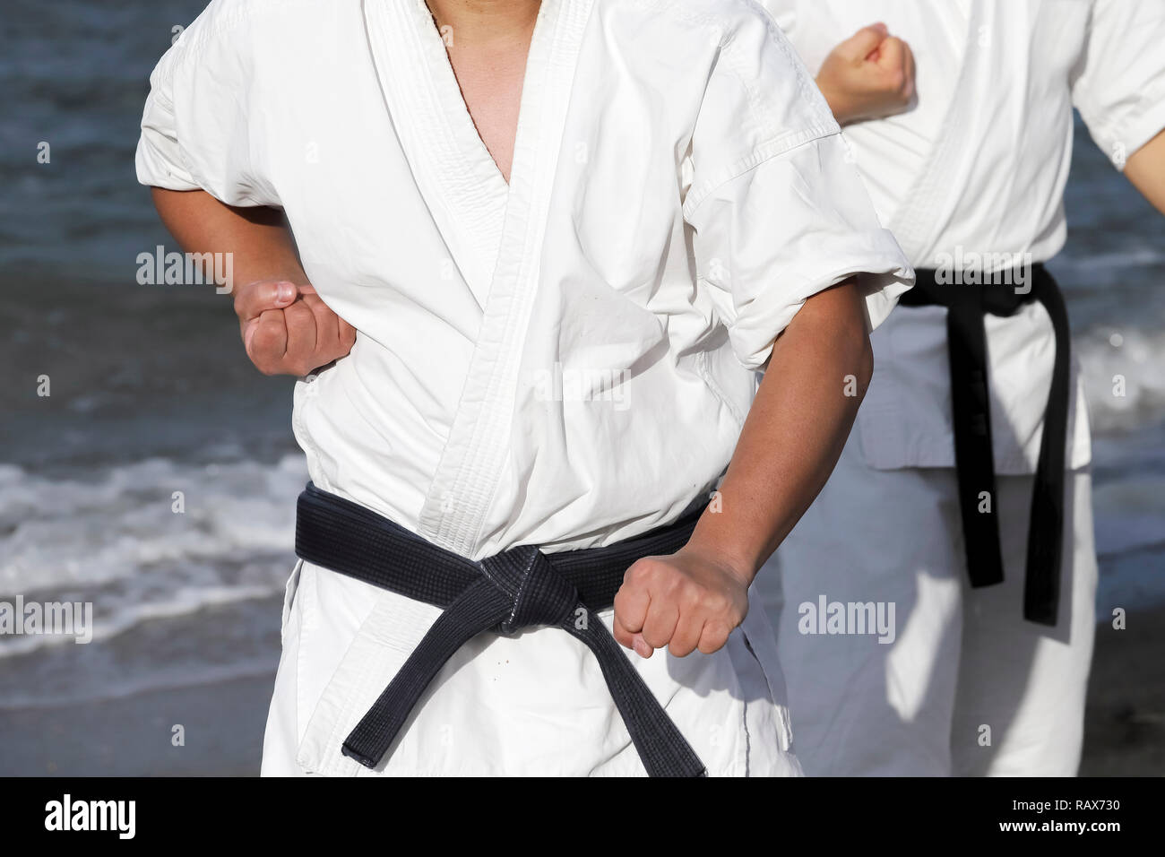 Japanese karate martial arts training at the beach Stock Photo - Alamy