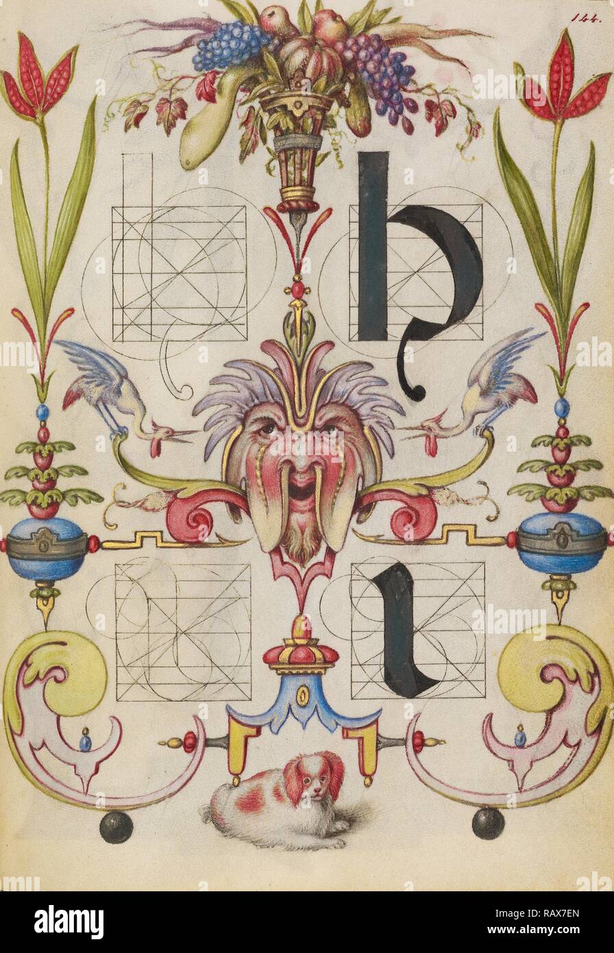 Guide for Constructing the Letters h and i, Joris Hoefnagel, Flemish ...