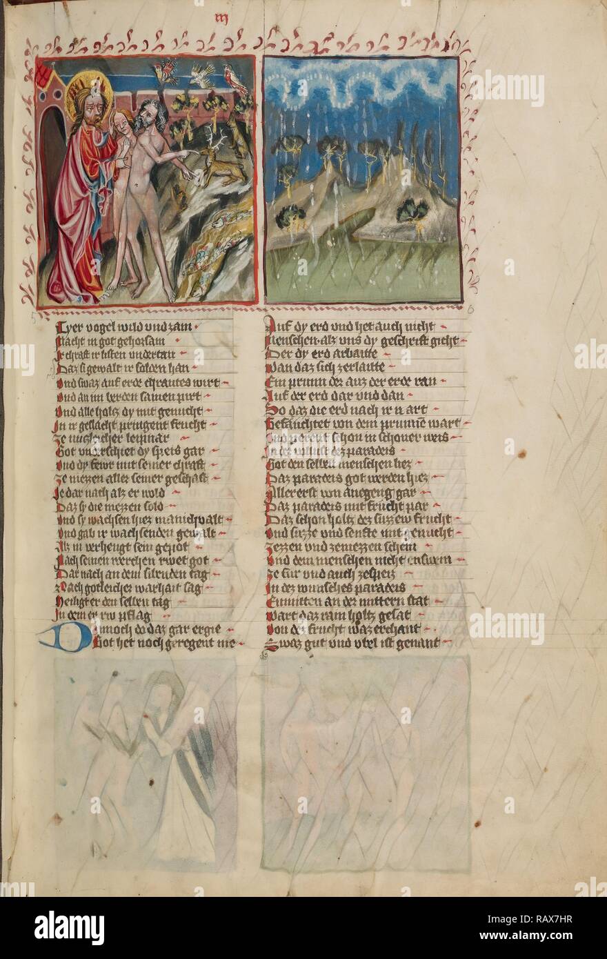 God with Adam and Eve, The First Rain in Paradise, Unknown, Regensburg ...