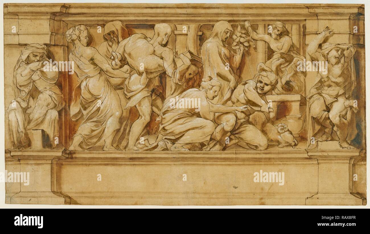 Design for a Frieze with Worshipers Bringing Sacrificial Offerings ...