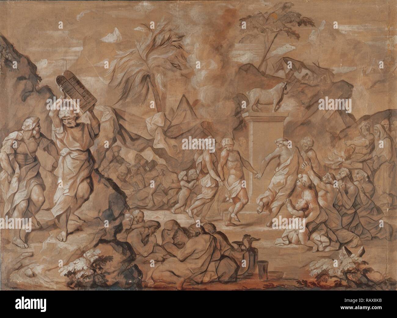 The Israelites Dancing around the Golden Calf, Sébastien Bourdon ...