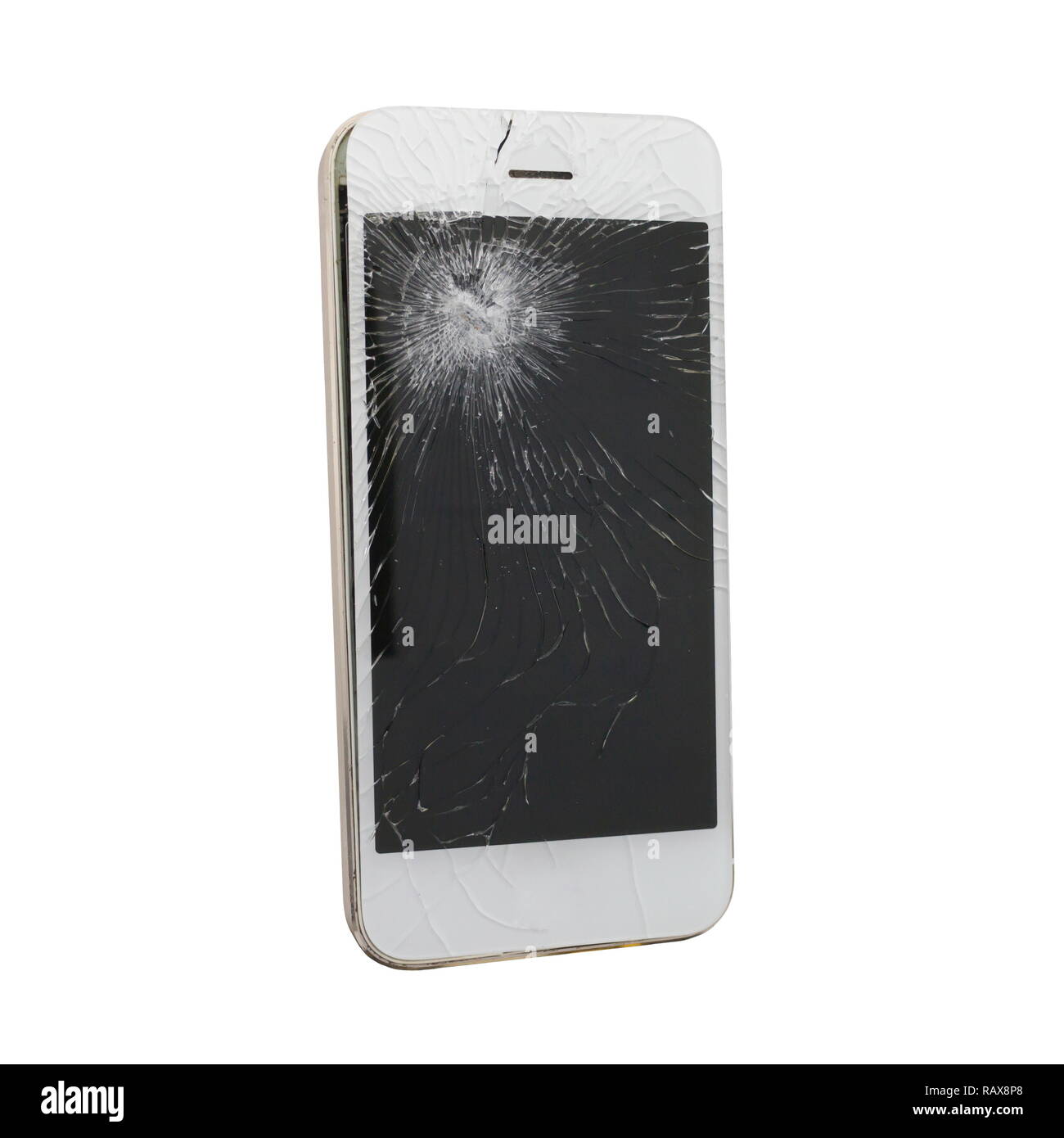Broken Smartphone and touch screen damage broken isolated on a white ...