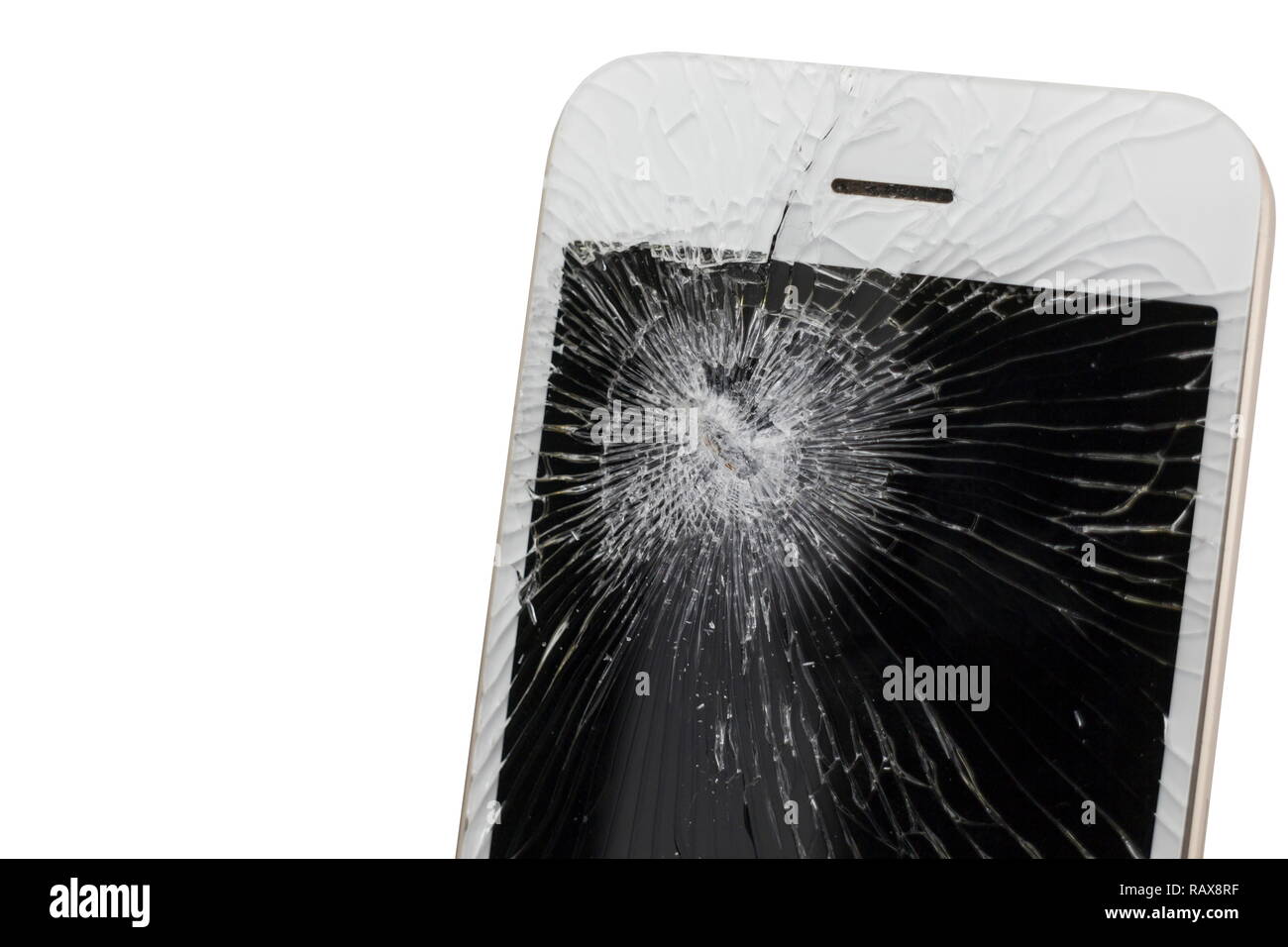 Broken Smartphone and touch screen damage broken isolated on a white ...