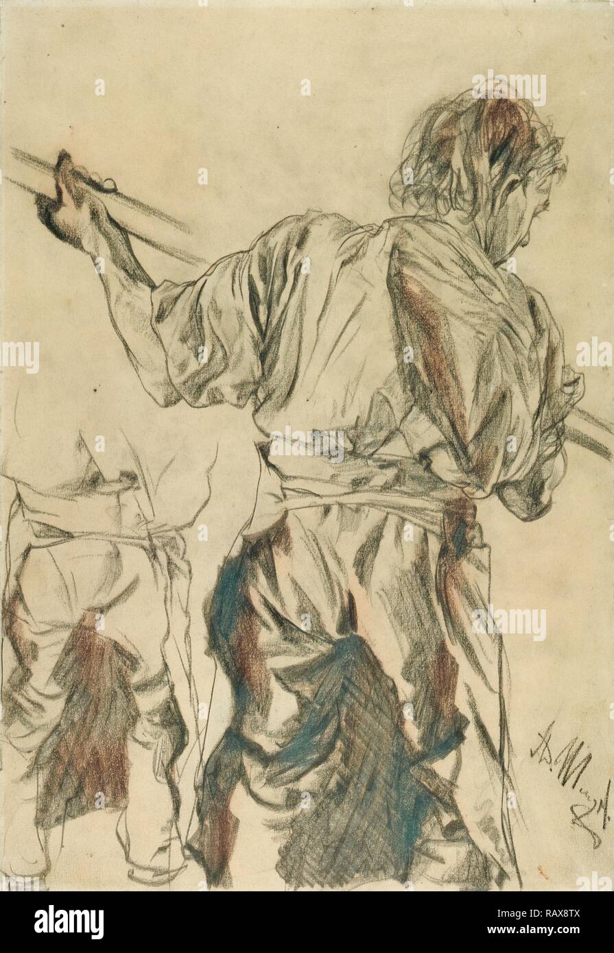 Figure Studies, Adolf von Menzel, German, 1815 - 1905, 1872, Carpenter ...
